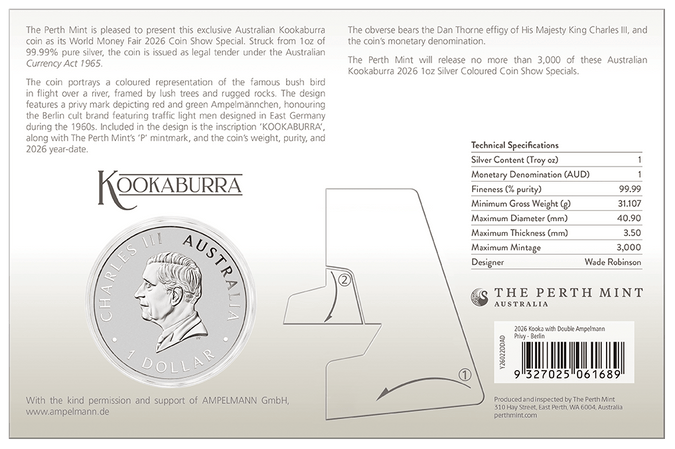 World Money Fair - Coin Show Special Australian Kookaburra 2026 1oz Si ...