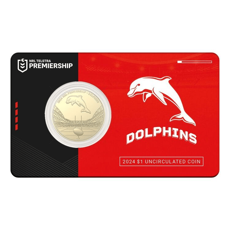 2024 NRL Dolphins $1 Team Coin in Card – Nova Coins