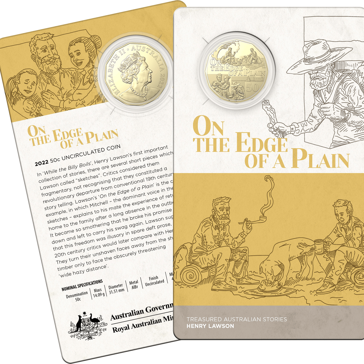 2022 50 Cent Henry Lawson On the Edge of Plain Uncirculated Coin – Nova ...